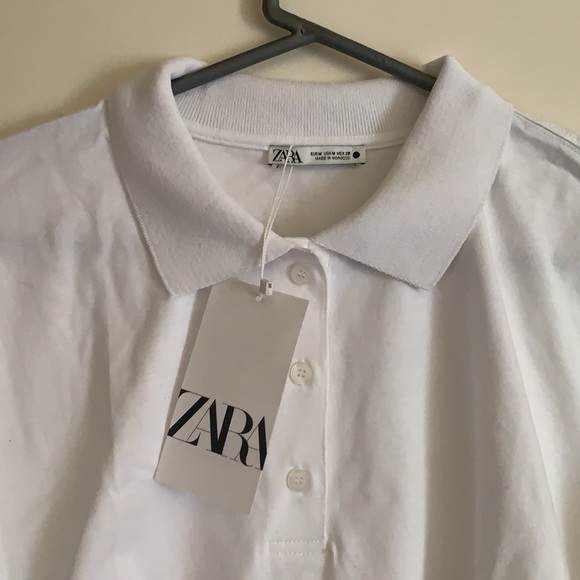 Zara | Tops | Nwt Zara White Cropped Long Sleeve Collared Shirt | Poshmark
